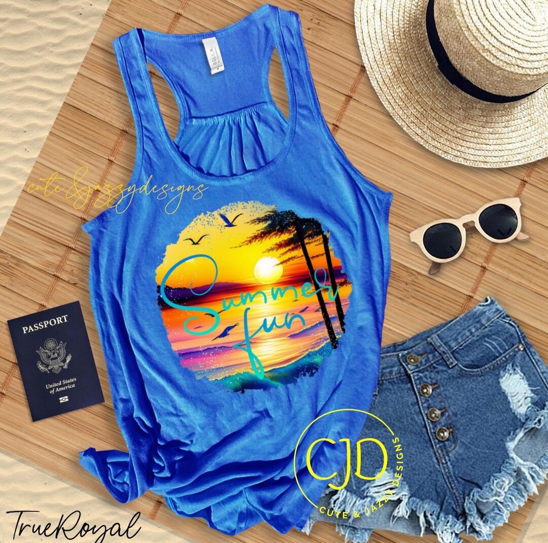 Summer Fun Sunset DTF Transfer Personalized Custom Bella Canvas 8800 ...