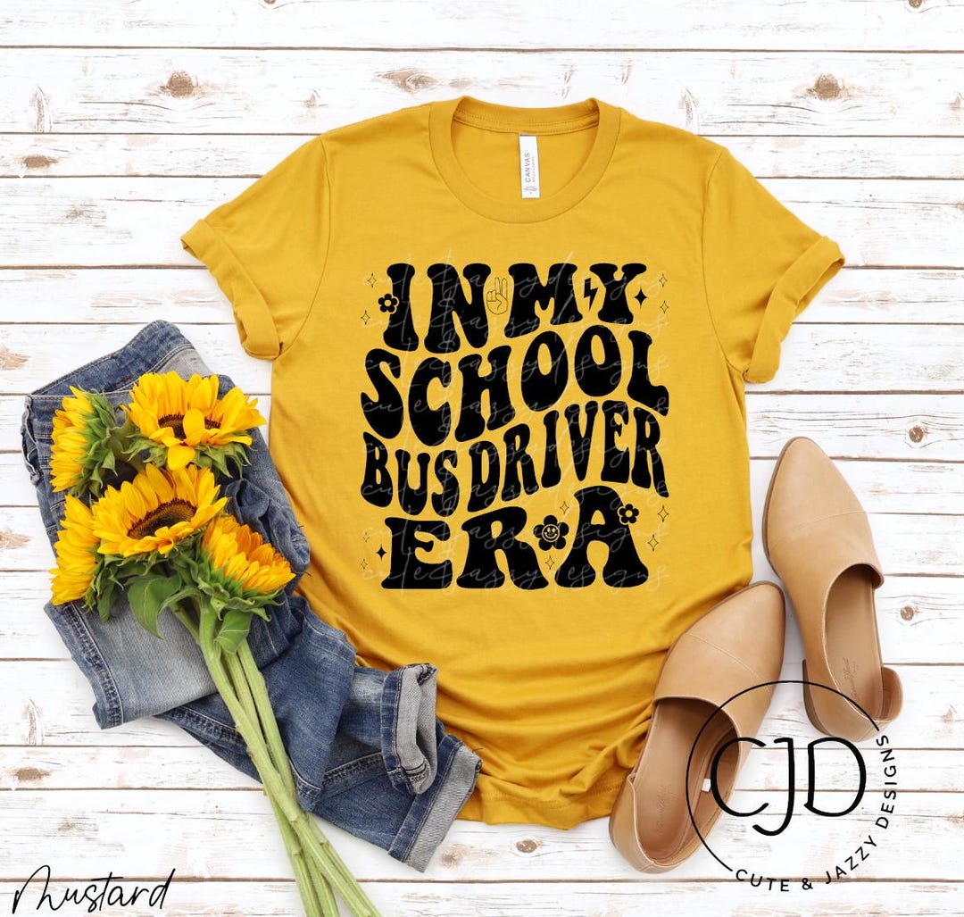 Personalized School Bus Driver T-shirt: Retro Wavy Design, Bella Canvas ...