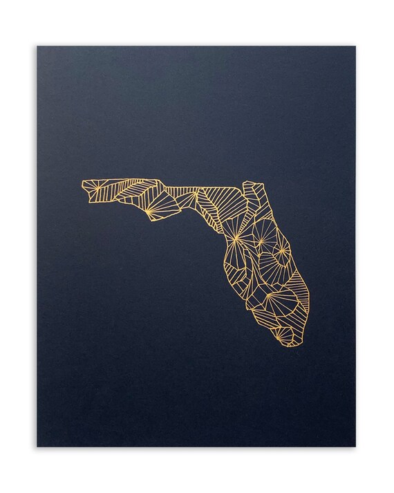 Florida Map Screenprint - Etsy