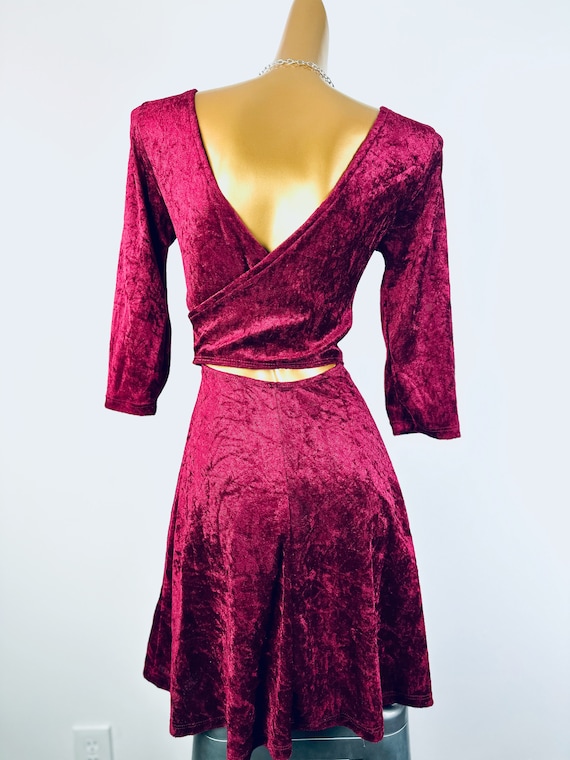 90s goth dress prom velvet fit and flare open back fo… - Gem