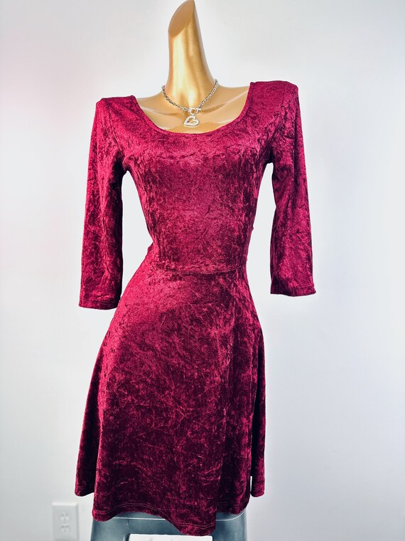 90s goth dress prom velvet fit and flare open back fo… - Gem