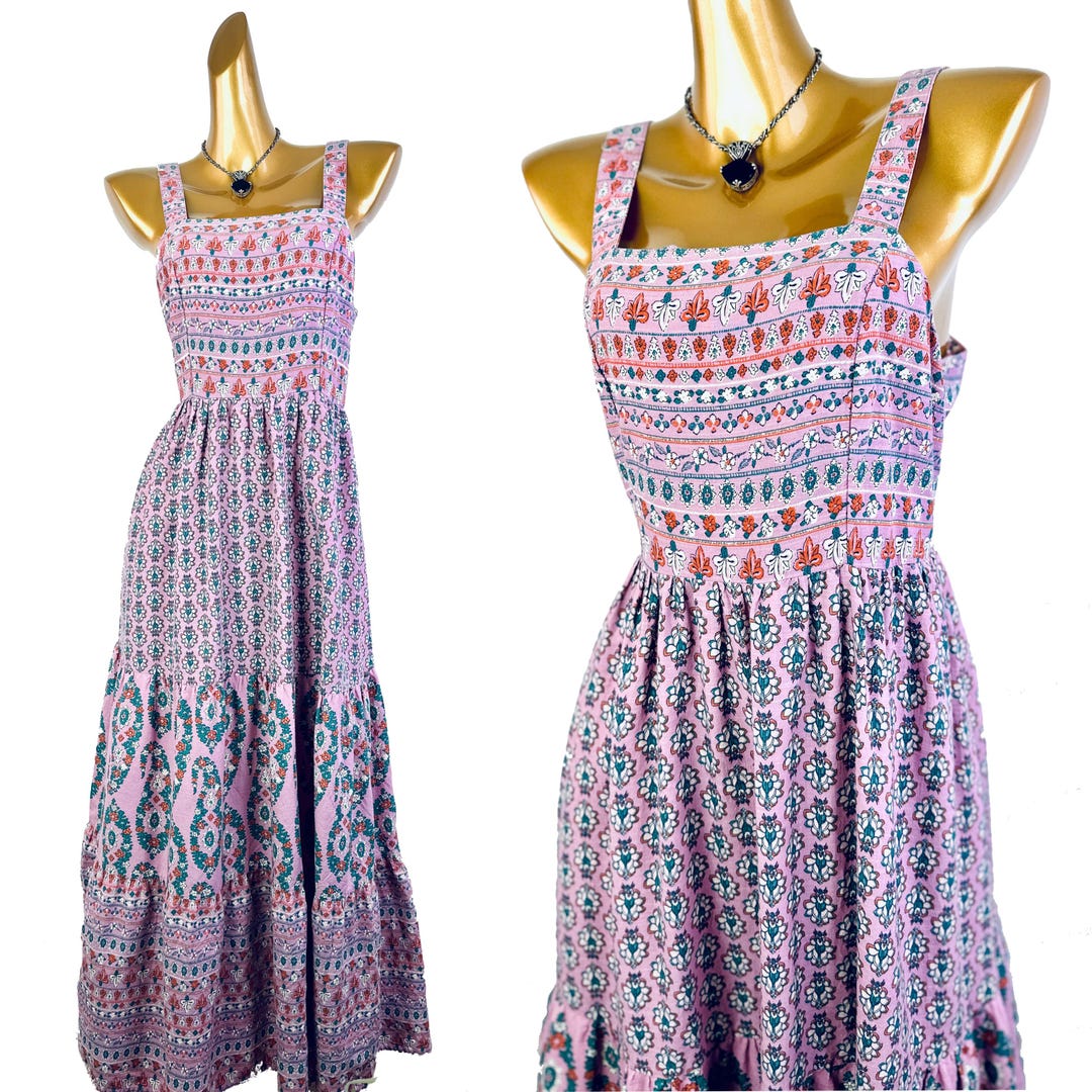 90s Boho Dress Prairie Peasant Maxi Sundress - Etsy