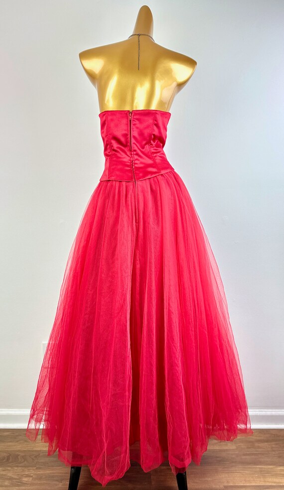 90s prom dress corset ballgown vintage fairy red tull… - Gem