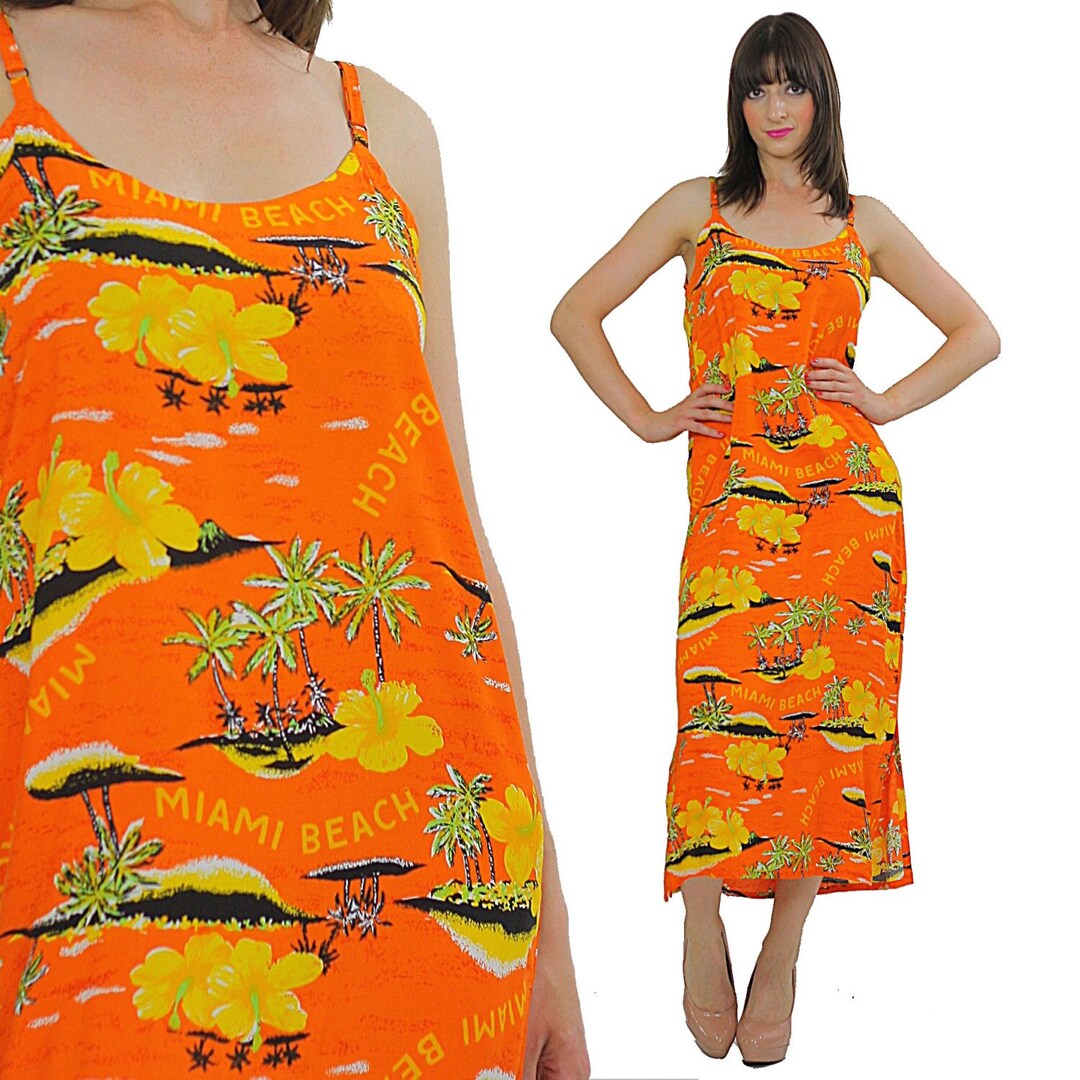 Vintage 90s Boho Hippie Miami Beach Tropical Sun Dress - Etsy