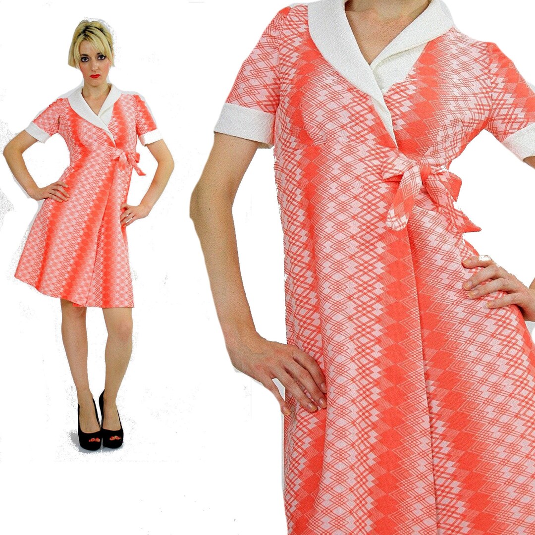 Vintage 60s Mod Dolly Neon Argyle Print Mini Dress - Etsy