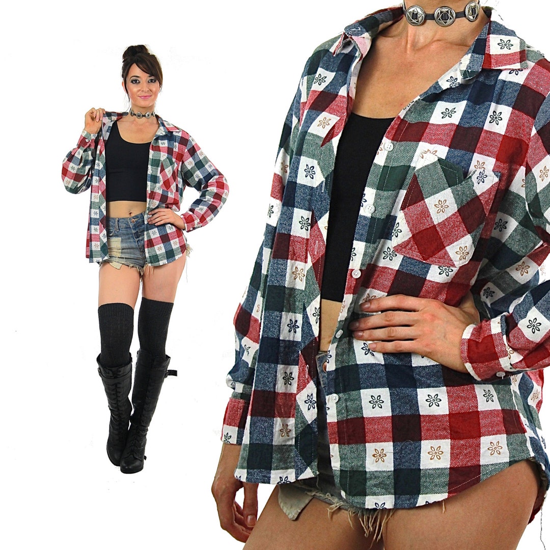 Vintage Red Buffalo Plaid Shirt 90s Grunge Button up Flannel - Etsy
