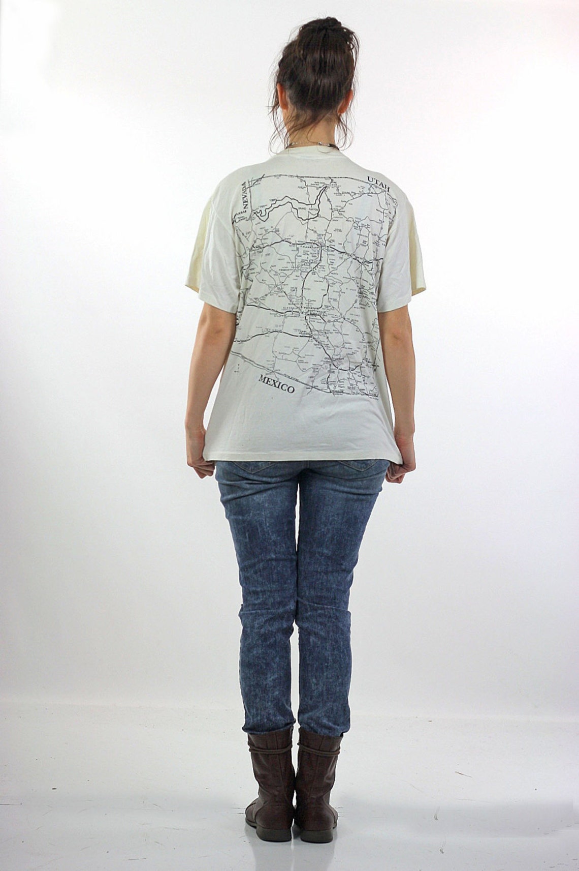 Arizona T Shirt Map Tee White Road Map Tee Shirt Oversized - Etsy