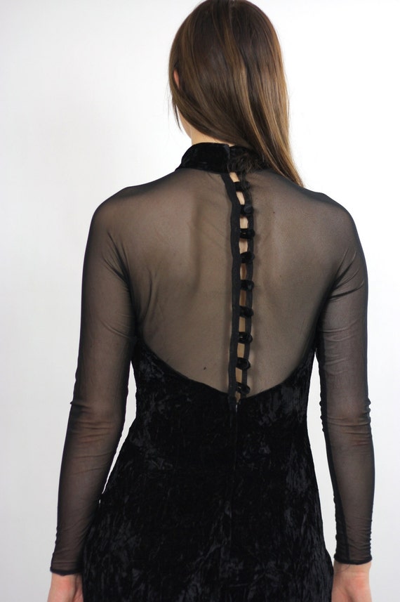 Black goth dress Sheer gothic party dress Vintage 90s… - Gem