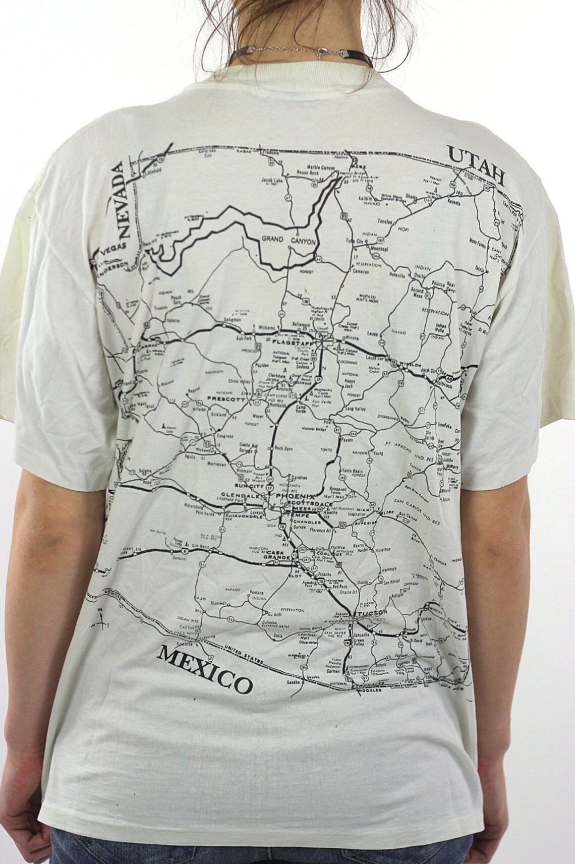 Arizona T Shirt Map Tee White Road Map Tee Shirt Oversized - Etsy