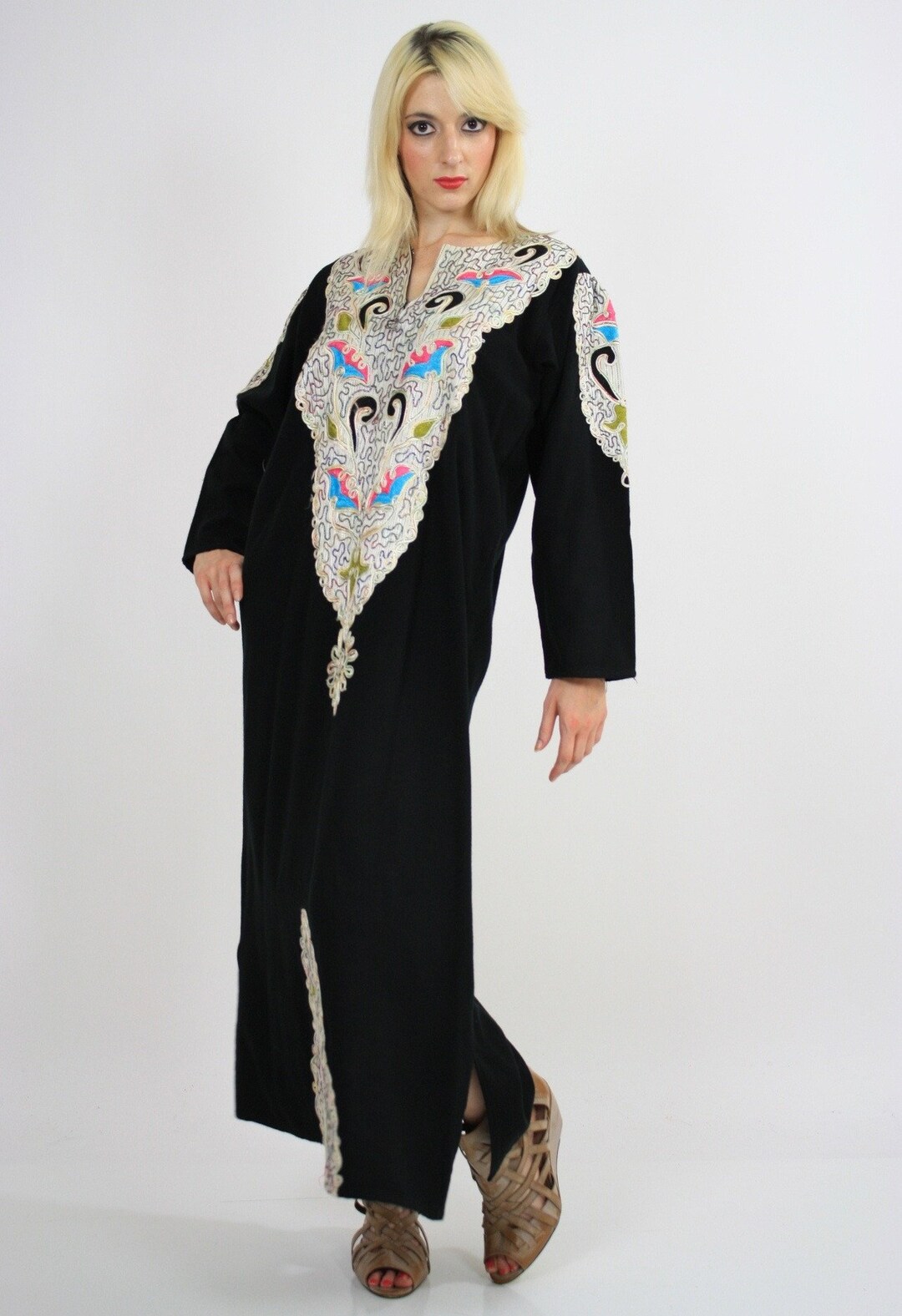 Vintage 70s Hippie Caftan Turkish Embroidered - Etsy