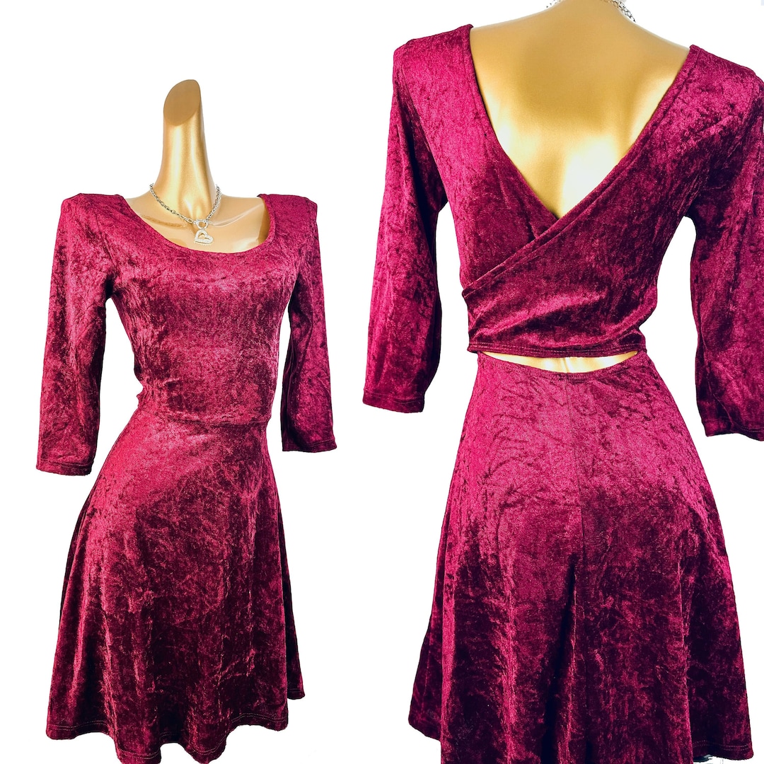 90s Goth Dress Prom Velvet Fit and Flare Open Back Formal Medium - Etsy