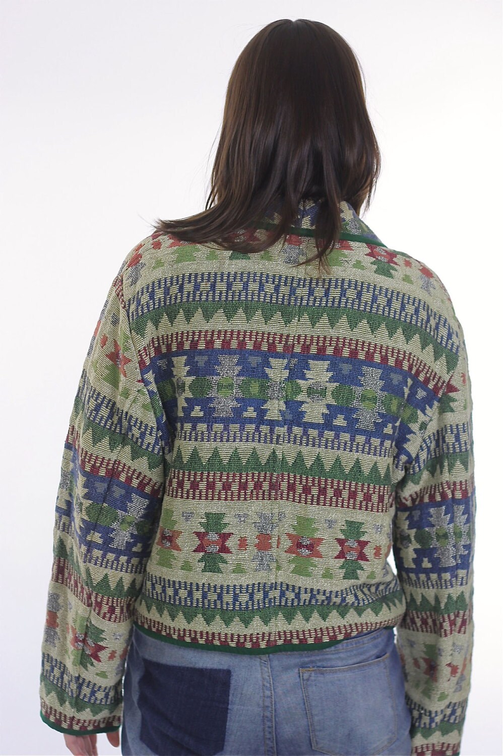 Woven Jacket Vintage 70s Boho Hippie Jacket Cotton Long Sleeve - Etsy