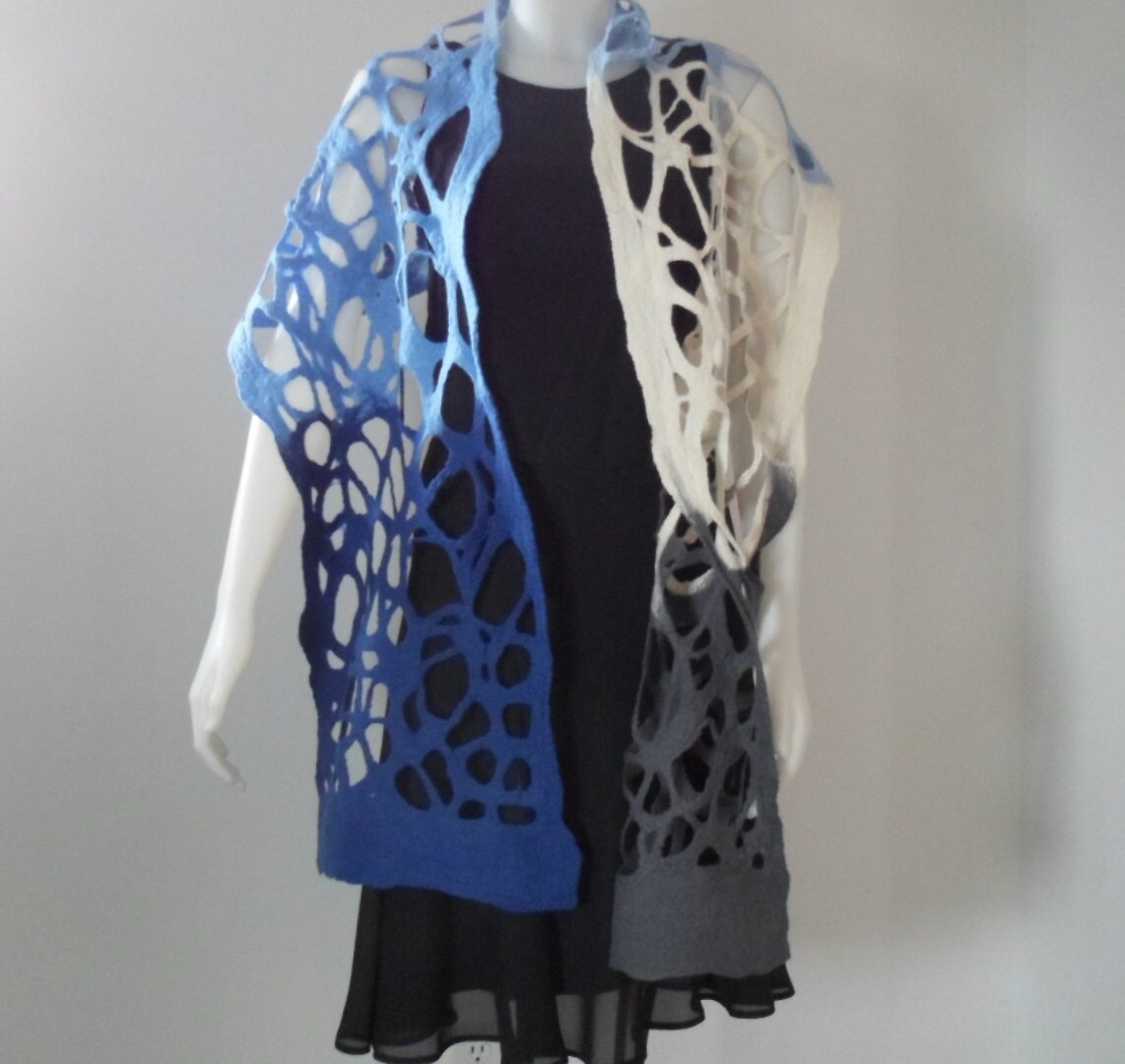 Sky Felt Scarf Colors of the Sky in Open, Lacy, Handmade Felt - Etsy