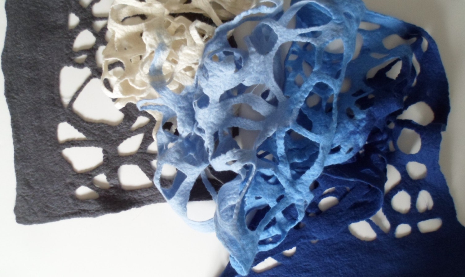 Sky Felt Scarf Colors of the Sky in Open, Lacy, Handmade Felt - Etsy