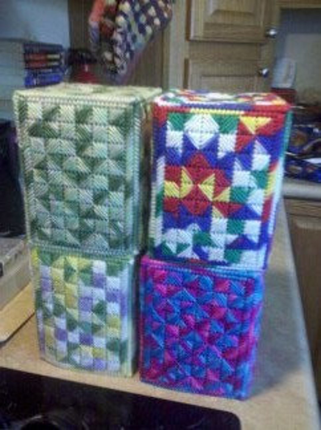 Digital Plastic Canvas Pattern Diamond Back Tissue Cover, Diamond 3D ...