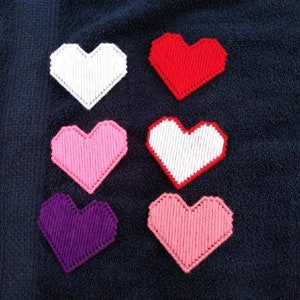 Valentine Pins in Various Colors, Plastic Canvas Heart Pins, Plastic ...