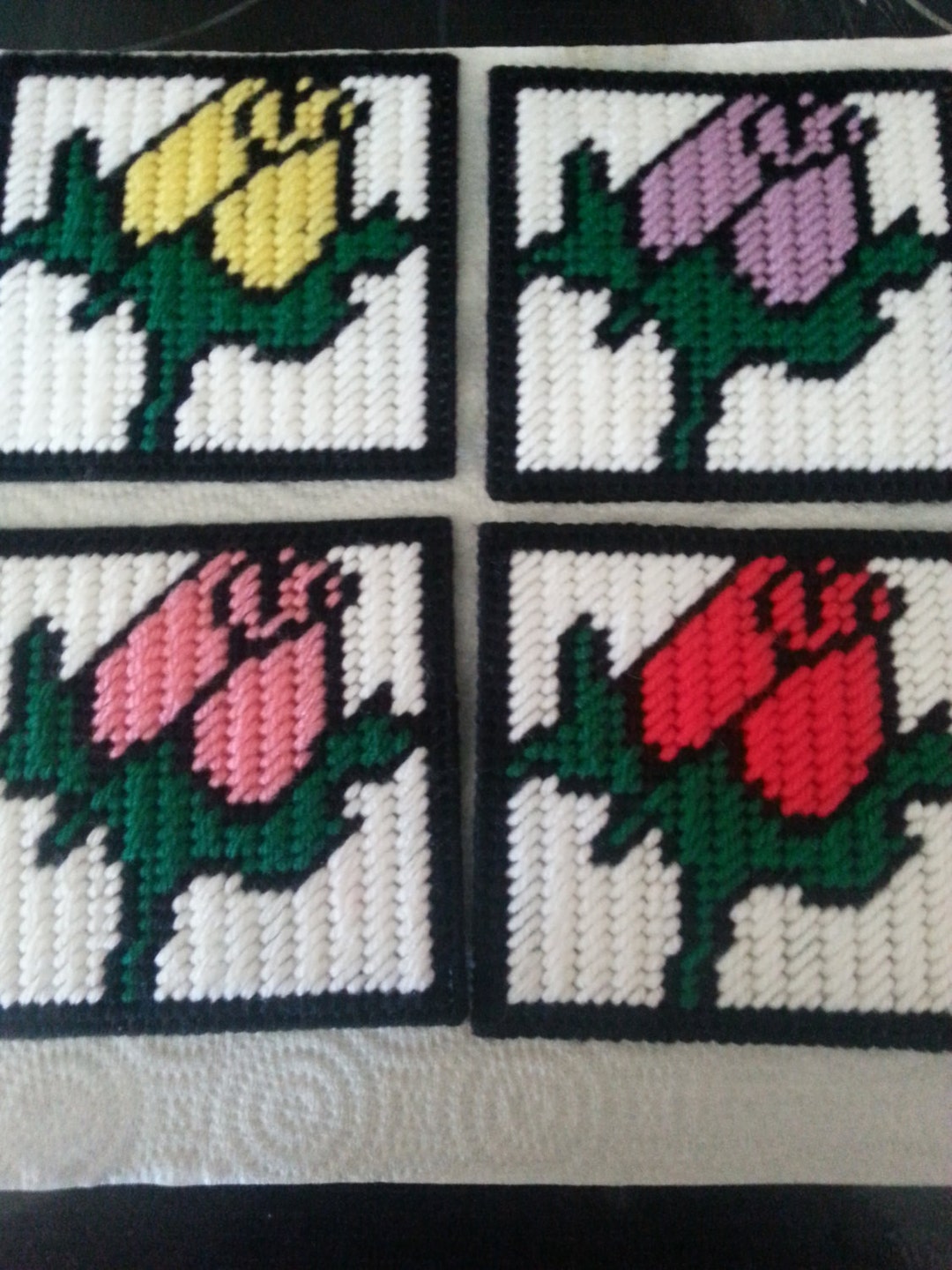 Made to Order: Handmade Plastic Canvas Rose Coasters - Etsy