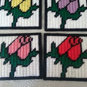 Made to Order: Handmade Plastic Canvas Rose Coasters - Etsy