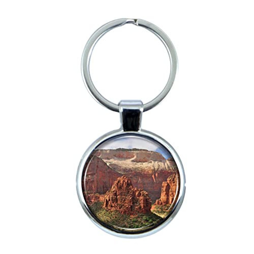 Zion National Park Keychain With Epoxy Dome and Metal Keyring - Etsy