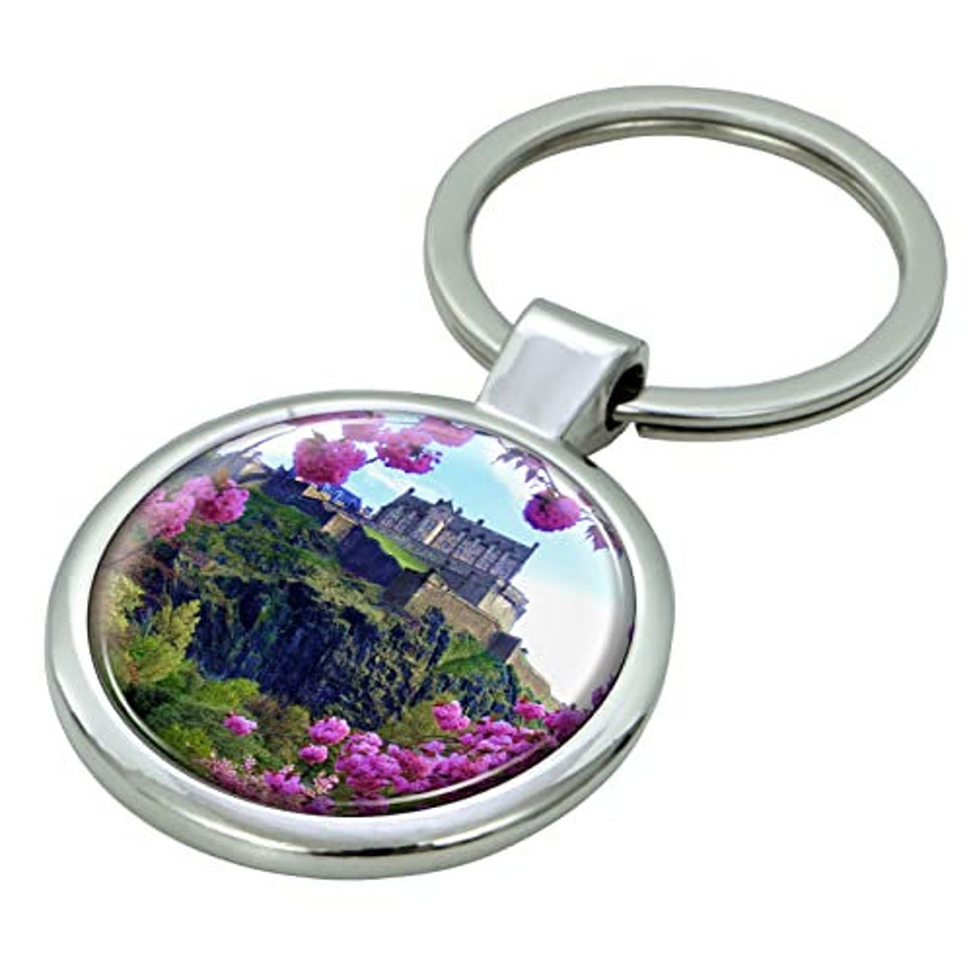 Edinburgh Scotland Keychain With Epoxy Dome and Metal Keyring - Etsy