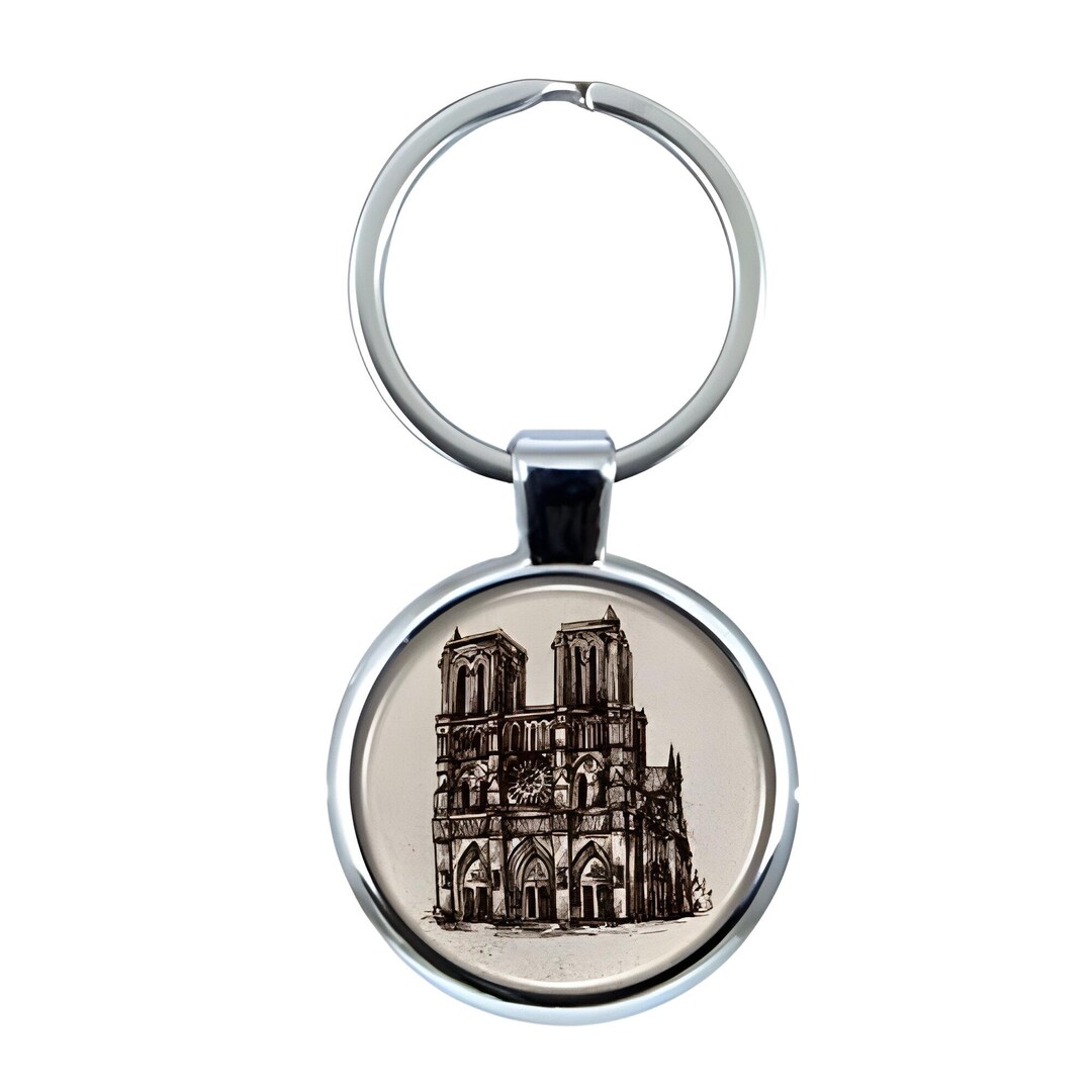 Notre Dame Keychain With Epoxy Dome and Metal Keyring - Etsy