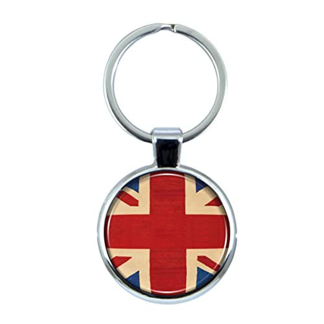 Union Jack Keychain With Epoxy Dome and Metal Keyring - Etsy