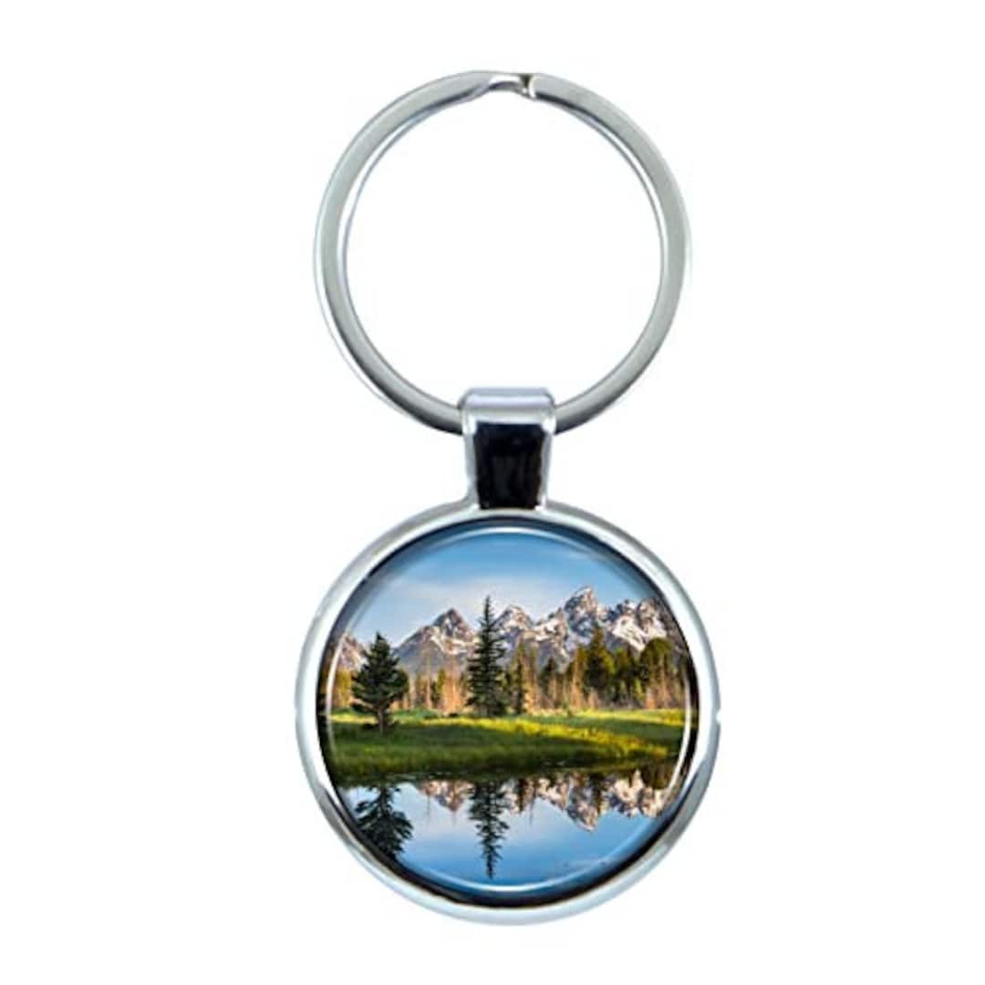 Grand Teton National Park Keychain With Epoxy Dome and Metal Keyring - Etsy