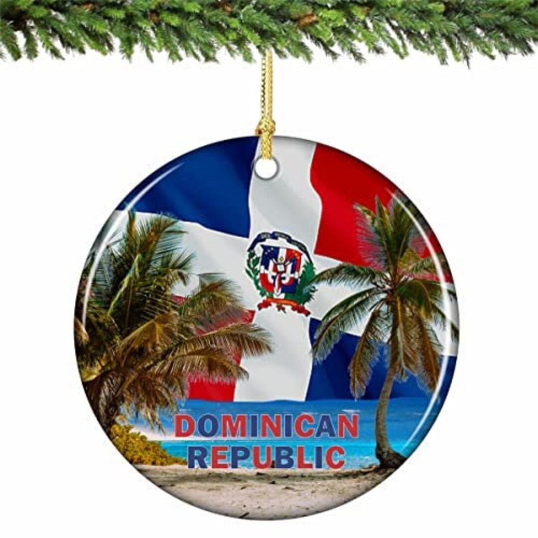Dominican Republic Beach and Flag Christmas Ornament Porcelain 2.75 ...