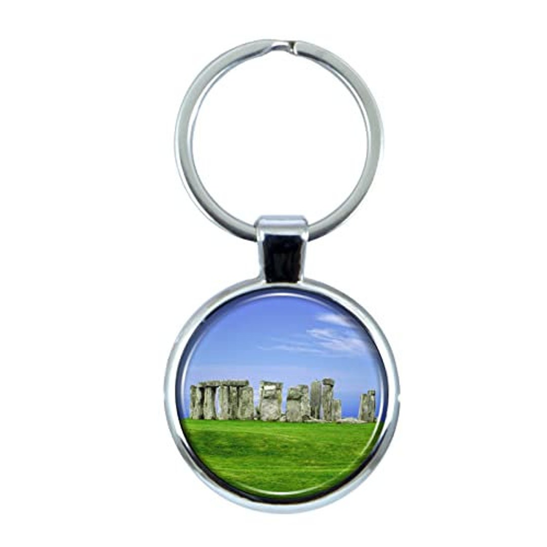 Stonehenge Keychain With Epoxy Dome and Metal Keyring - Etsy
