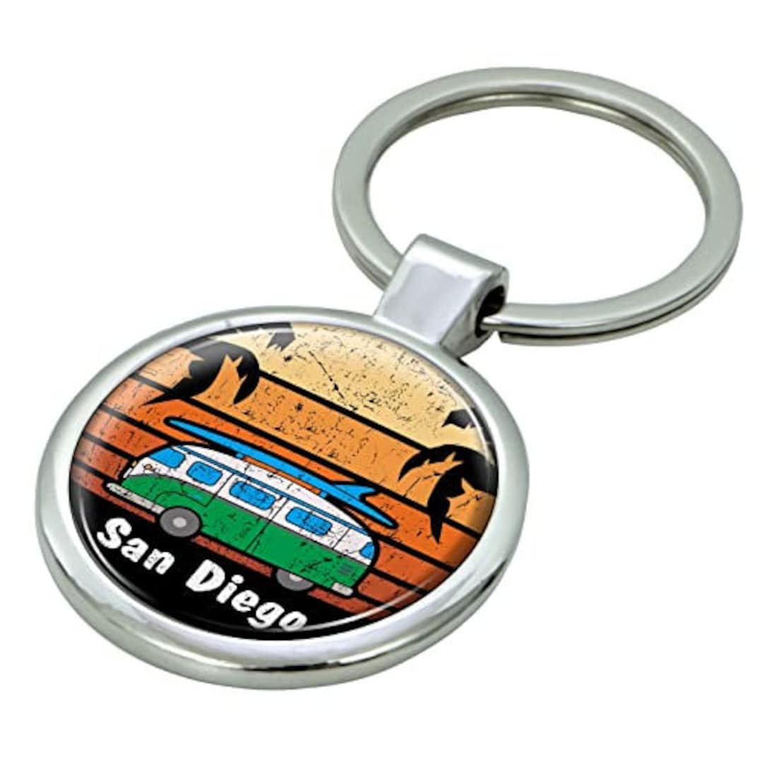 San Diego Bus Keychain With Epoxy Dome and Metal Keyring - Etsy