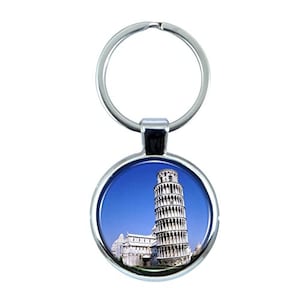 Leaning Tower of Pisa Keychain With Epoxy Dome and Metal Keyring - Etsy