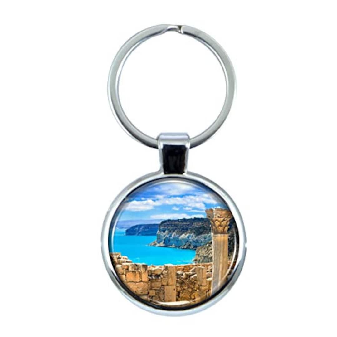 Cyprus Greece Keychain With Epoxy Dome and Metal Keyring - Etsy