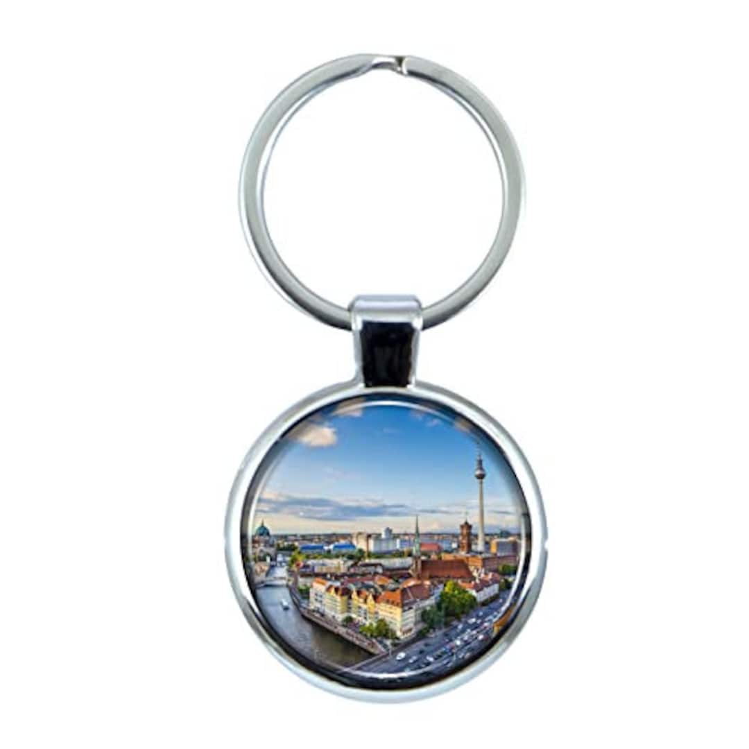 Berlin Germany Skyline Keychain With Epoxy Dome and Metal Keyring - Etsy