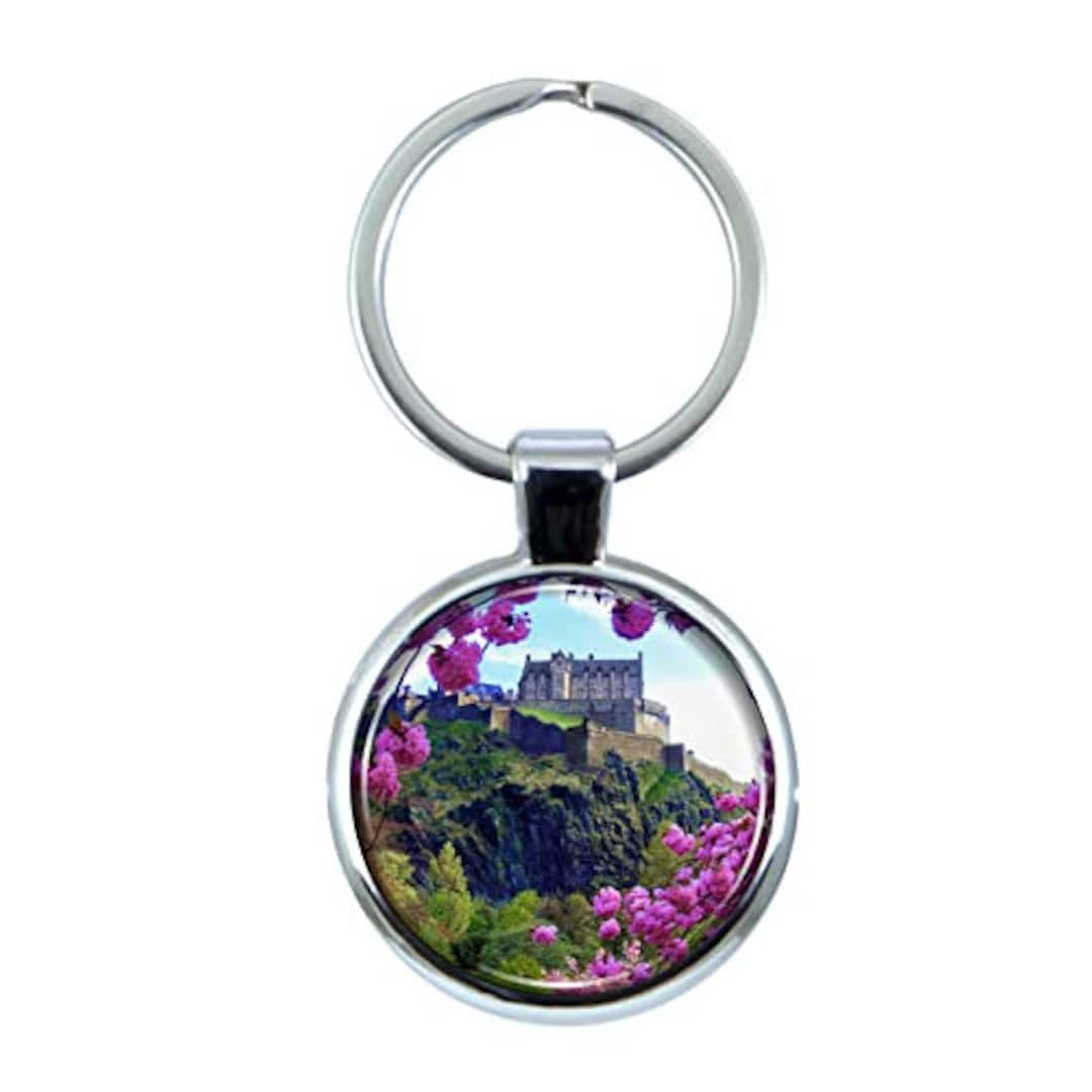 Edinburgh Scotland Keychain With Epoxy Dome and Metal Keyring - Etsy