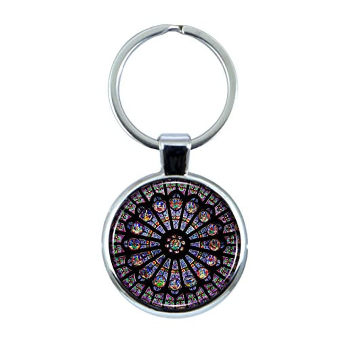 Notre Dame's Rose Window Keychain With Epoxy Dome and Metal Keyring - Etsy
