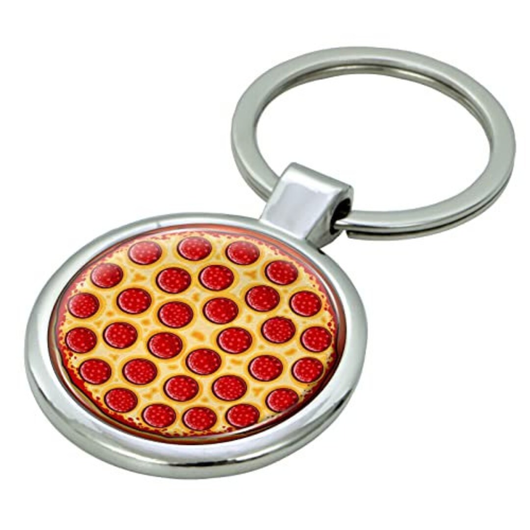 Pepperoni Pizza Keychain With Epoxy Dome and Metal Keyring - Etsy