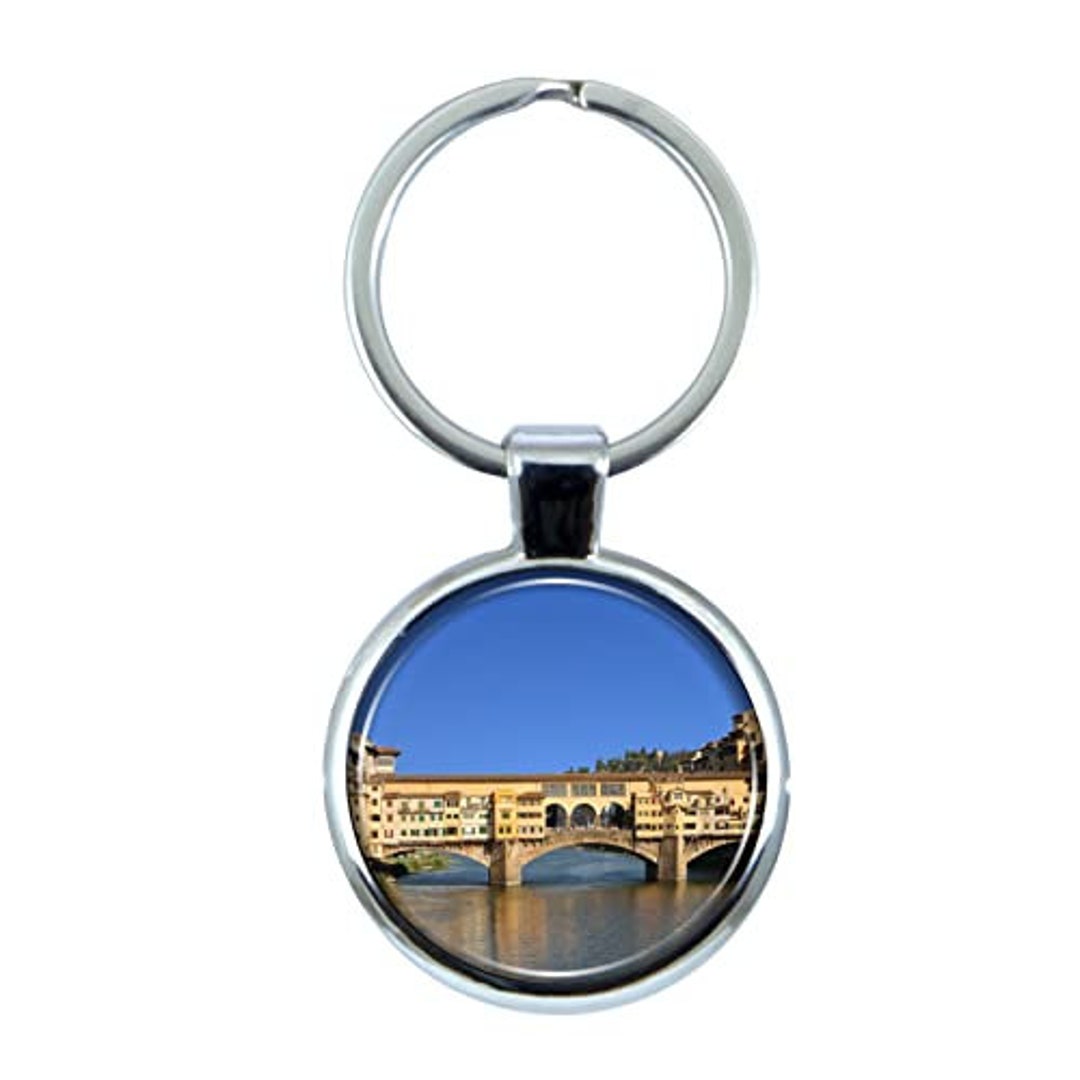 Florence Ponte Vecchio Keychain With Epoxy Dome and Metal Keyring - Etsy