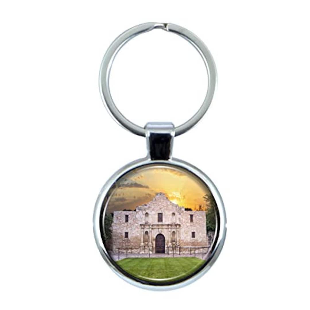The Alamo Keychain With Epoxy Dome and Metal Keyring - Etsy