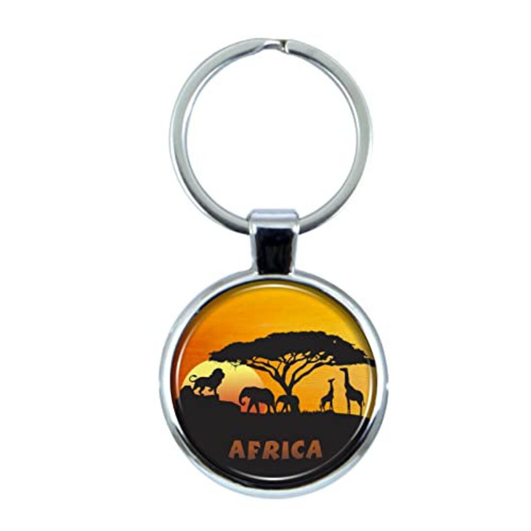 Africa Keychain With Epoxy Dome and Metal Keyring - Etsy