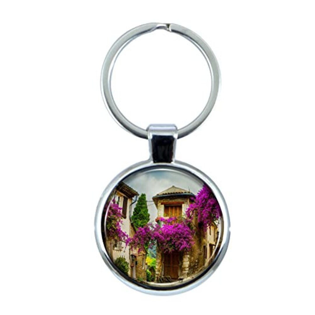 Provence Keychain With Epoxy Dome and Metal Keyring - Etsy