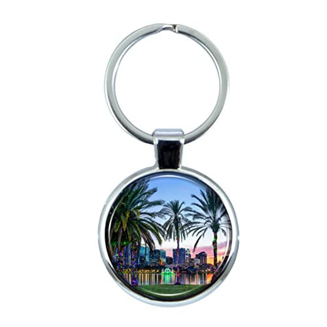 Orlando Keychain With Epoxy Dome and Metal Keyring - Etsy