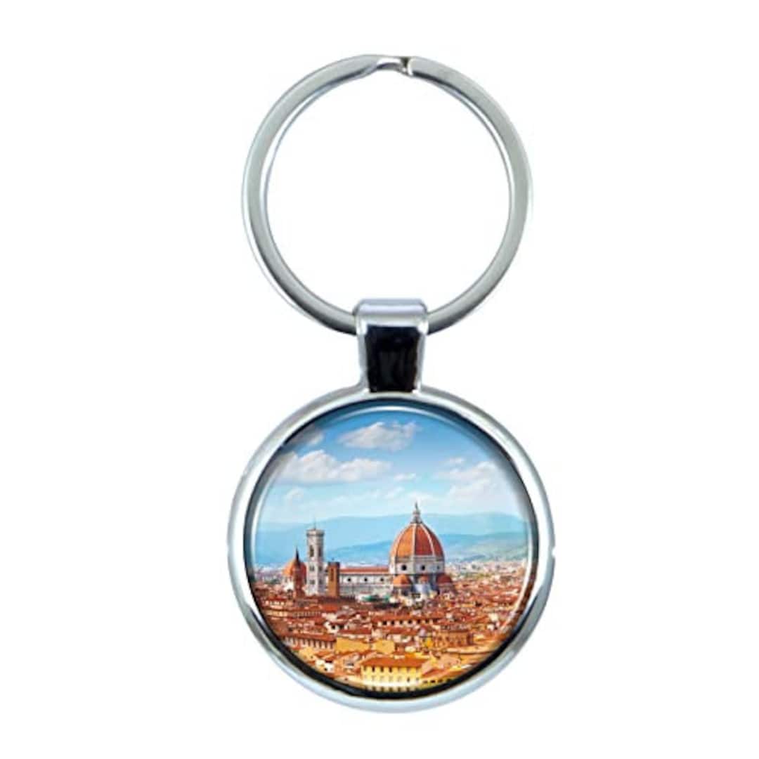 Florence Keychain With Epoxy Dome and Metal Keyring - Etsy