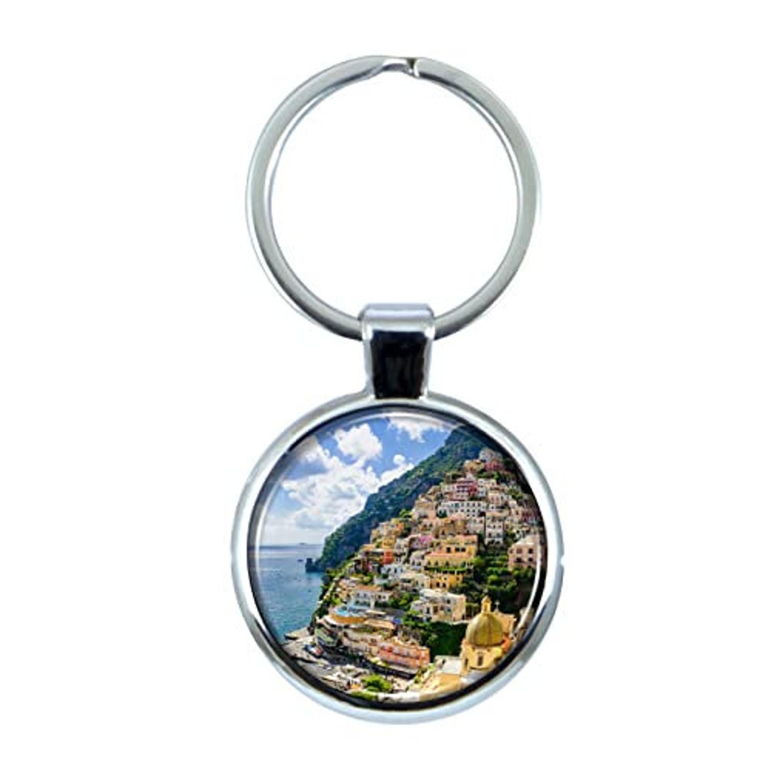 Amalfi Italy Keychain With Epoxy Dome and Metal Keyring - Etsy