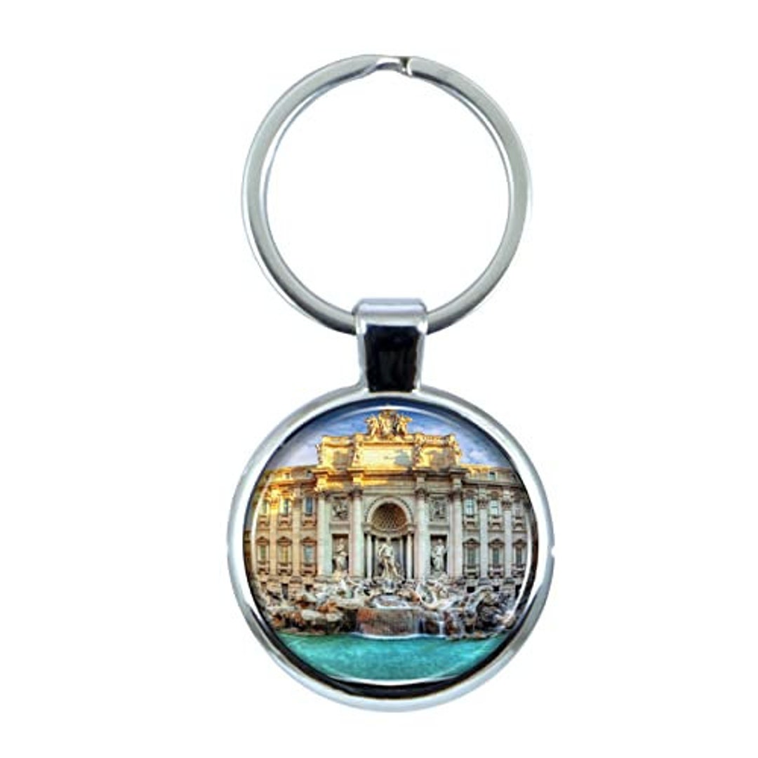 Rome Trevi Fountain Keychain With Epoxy Dome and Metal Keyring - Etsy