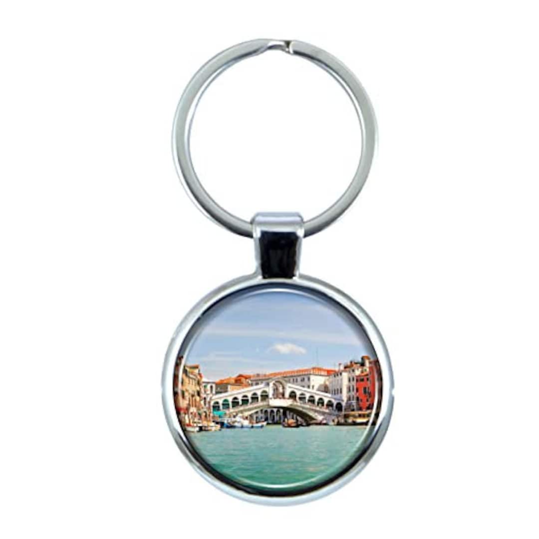 Venice Keychain With Epoxy Dome and Metal Keyring - Etsy