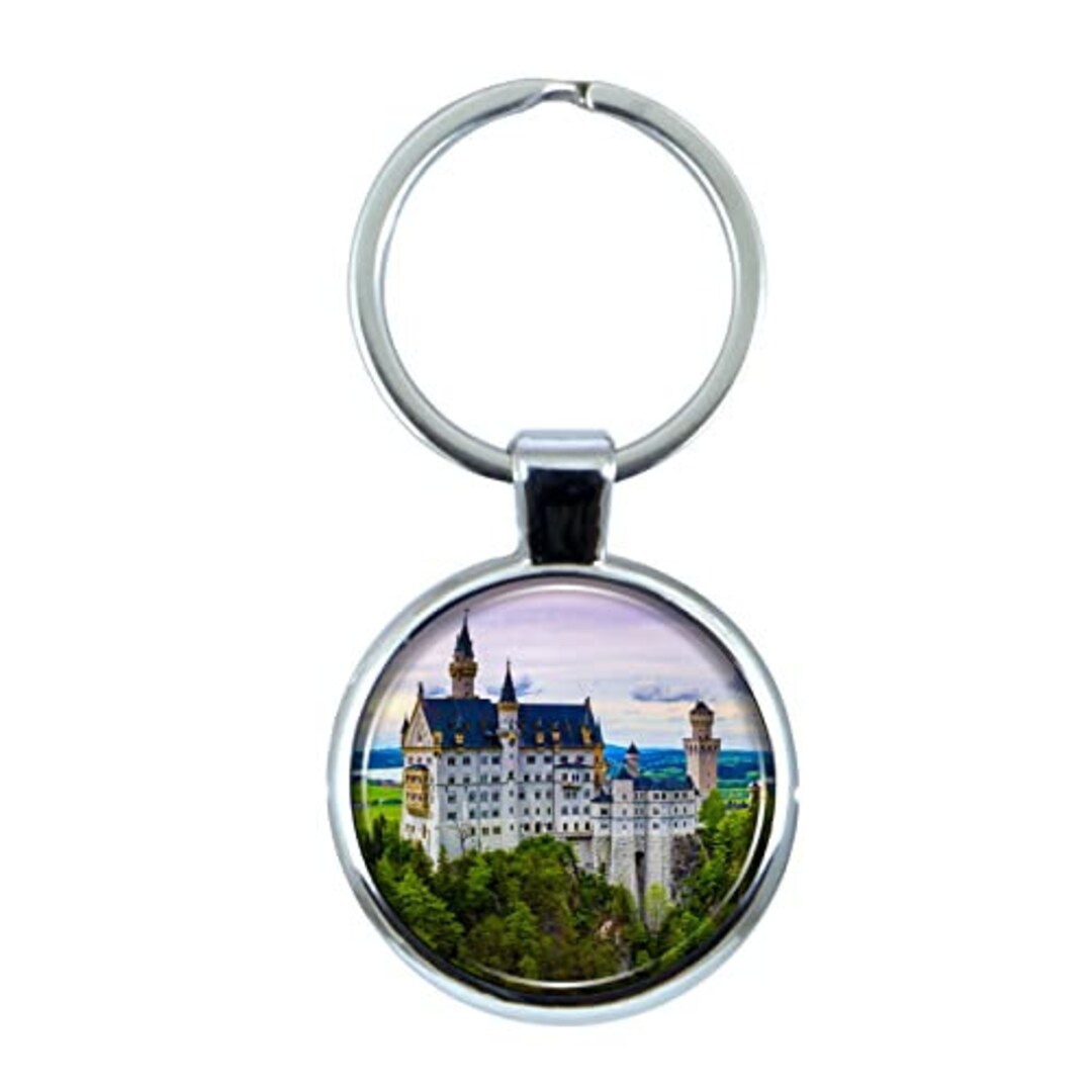 Neuschwanstein Germany Keychain With Epoxy Dome and Metal Keyring - Etsy