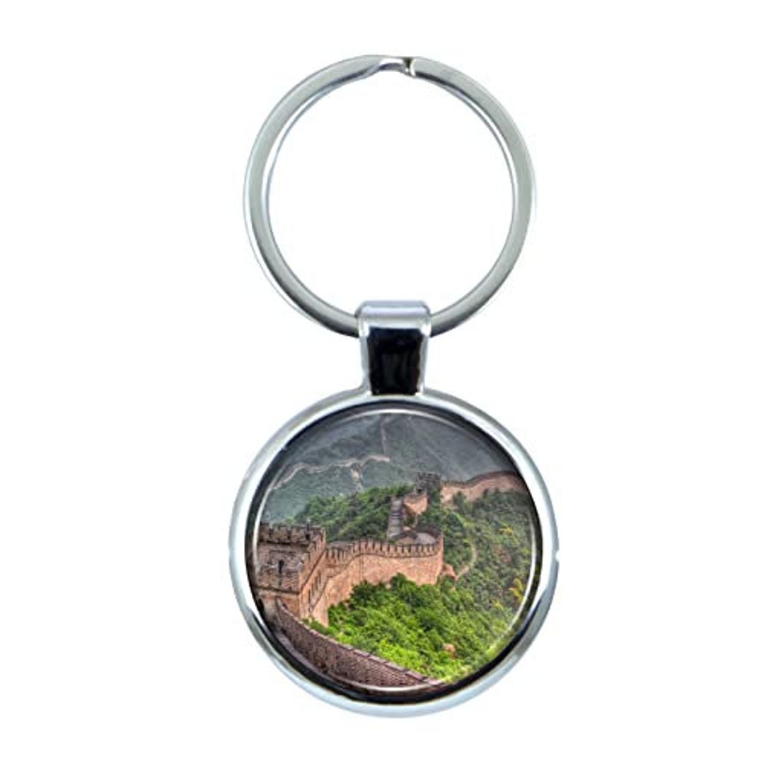 Great Wall of China Keychain With Epoxy Dome and Metal Keyring - Etsy