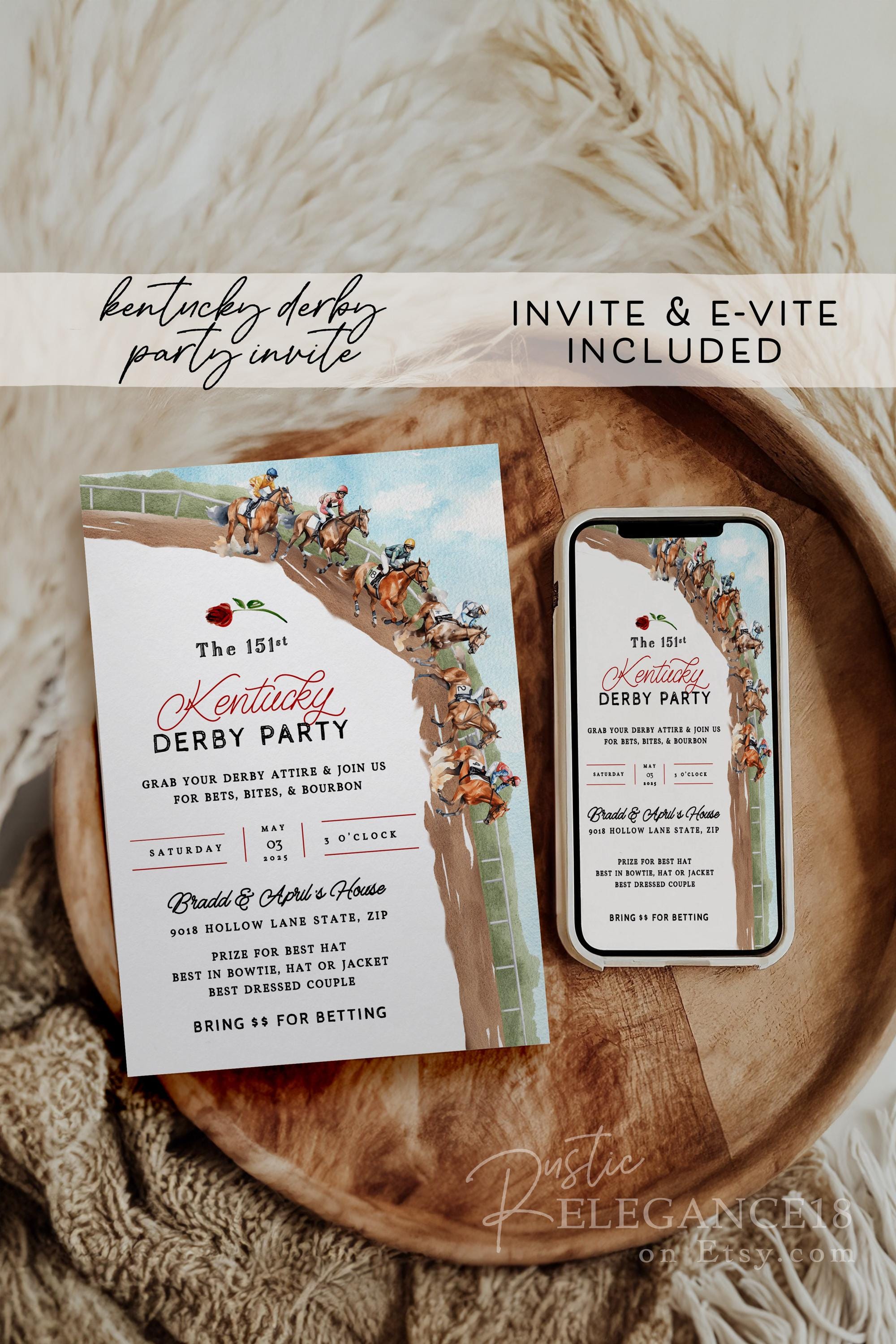 Kentucky Derby Party Invite • Couples Invite • Instant Download ...