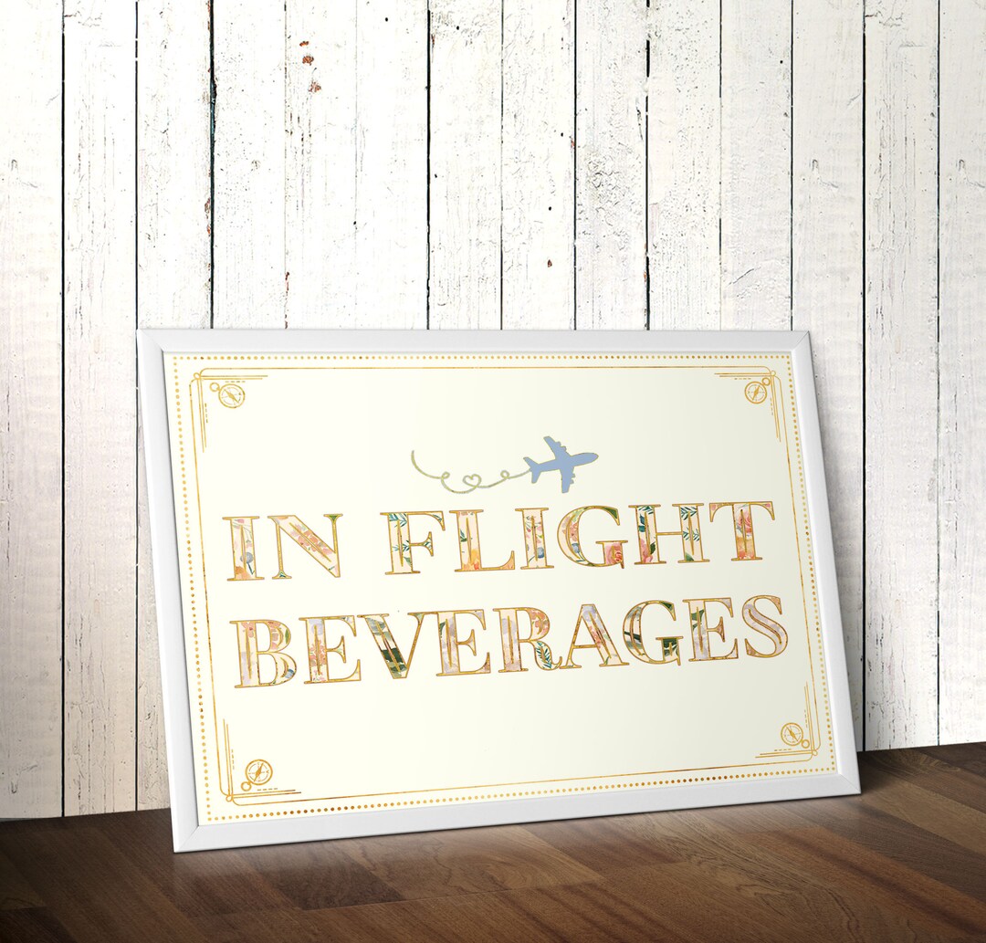 In Flight Beverages Sign. Travel Print. Travel Poster.8x10". Bridal ...