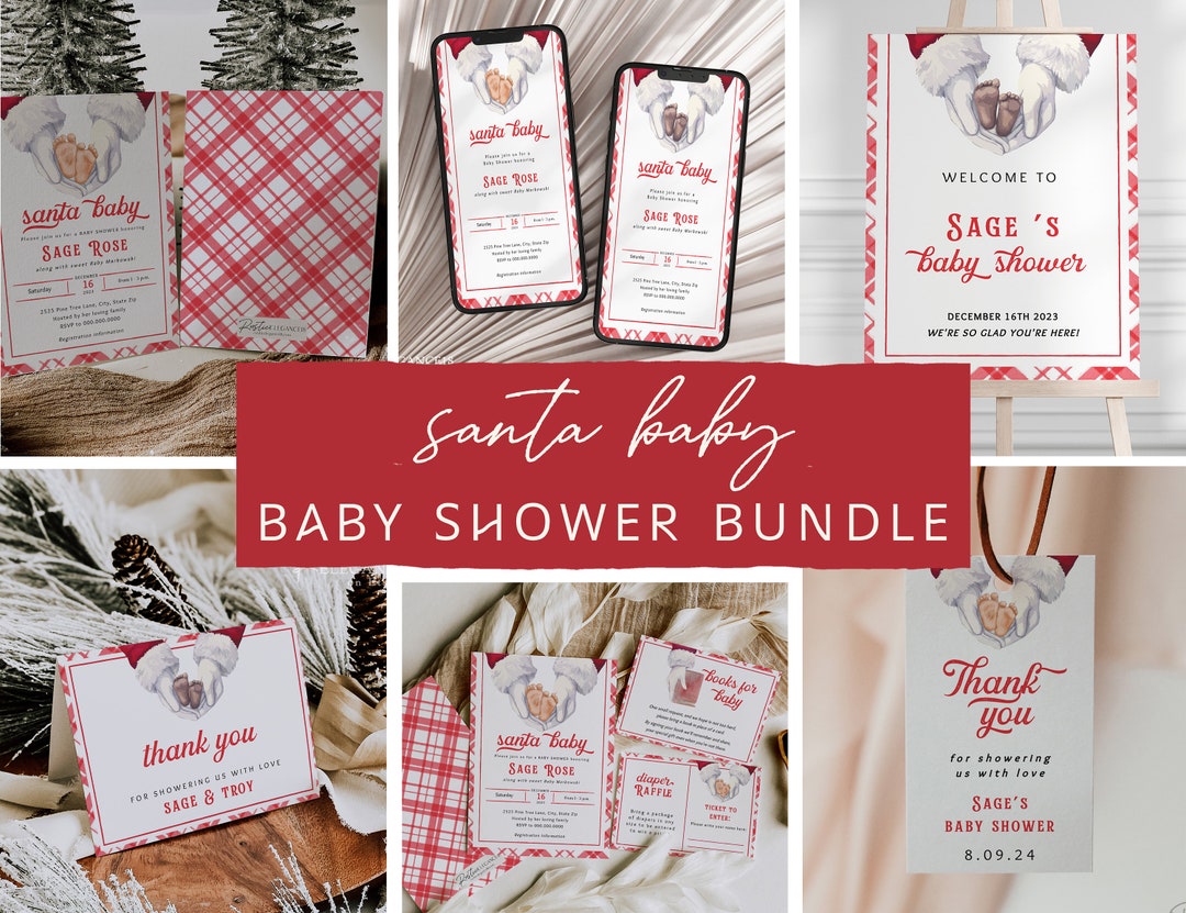 Santa Baby Shower Invitation Bundle, Christmas Invite,winter Christmas ...